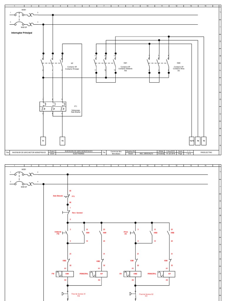 Diagrama de Control Inversor de Giro Monofásico | PDF