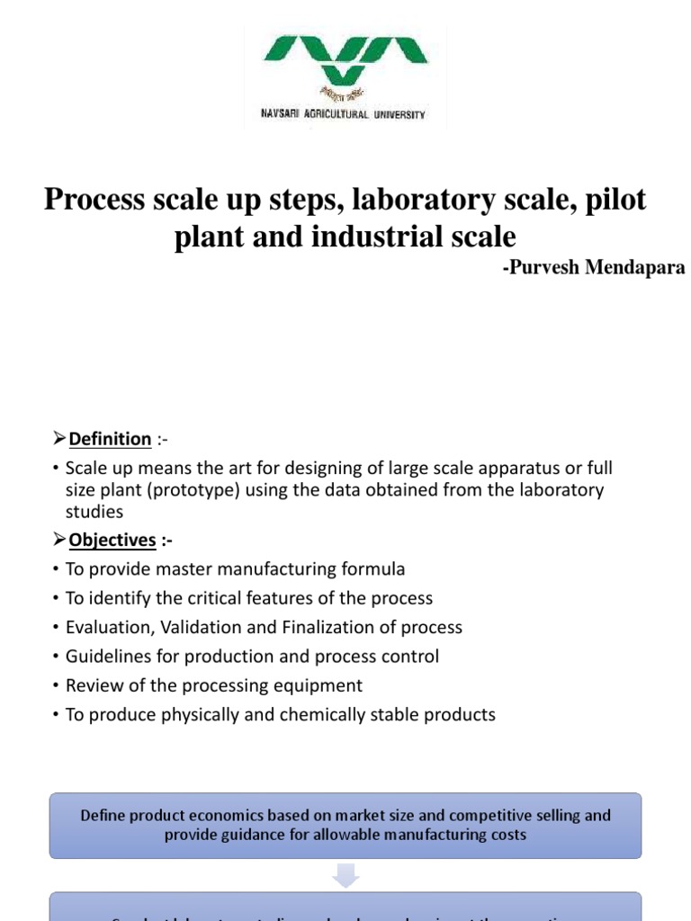 Process Scale Up Steps, Laboratory Scale, Pilot Plant and Industrial ...