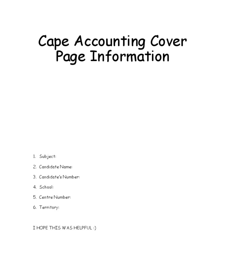 Cape Accountimg Cover Page Information | PDF