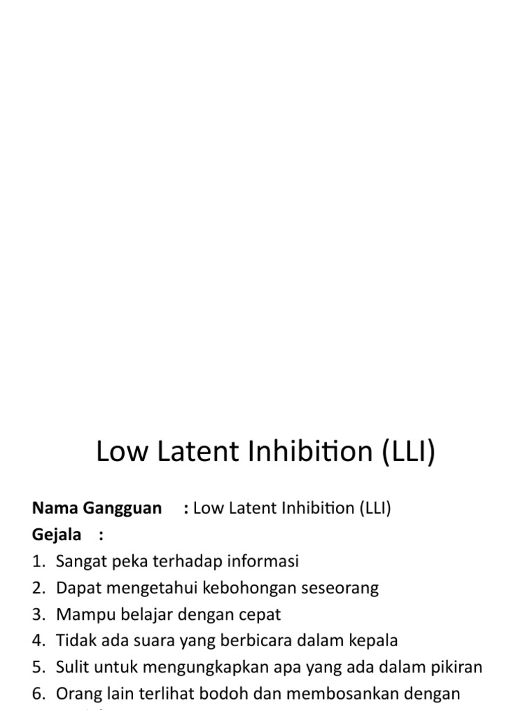 Memahami Low Latent Inhibition (LLI) | PDF