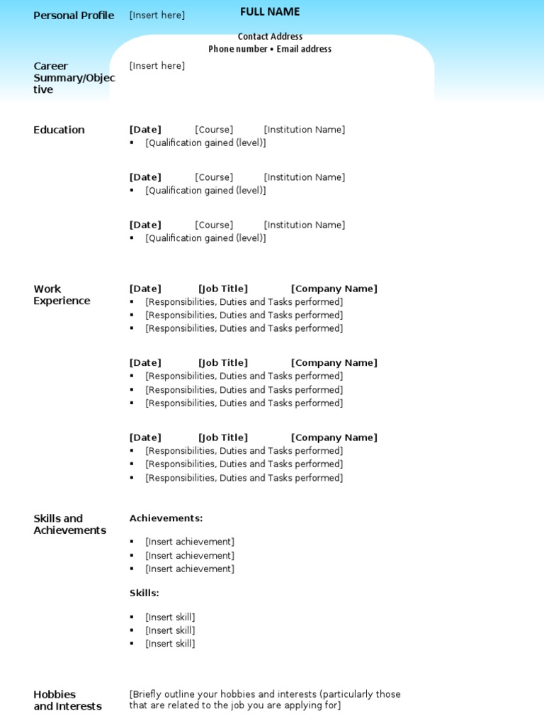 Clean CV Template Guide | PDF | Career & Growth
