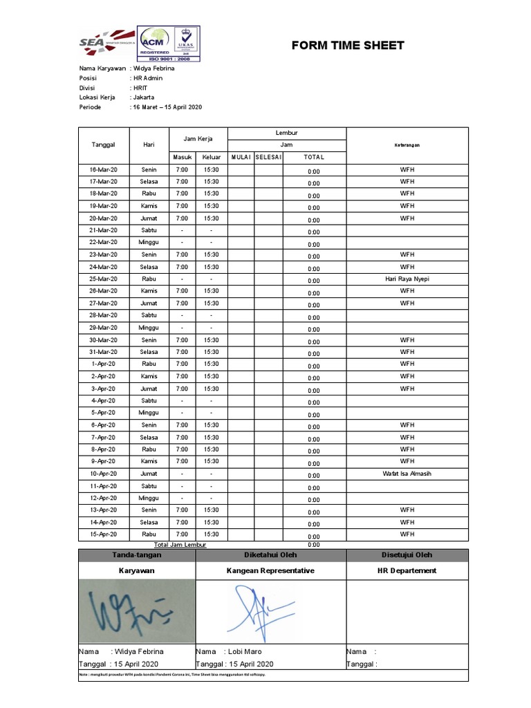 Form Time Sheet | PDF