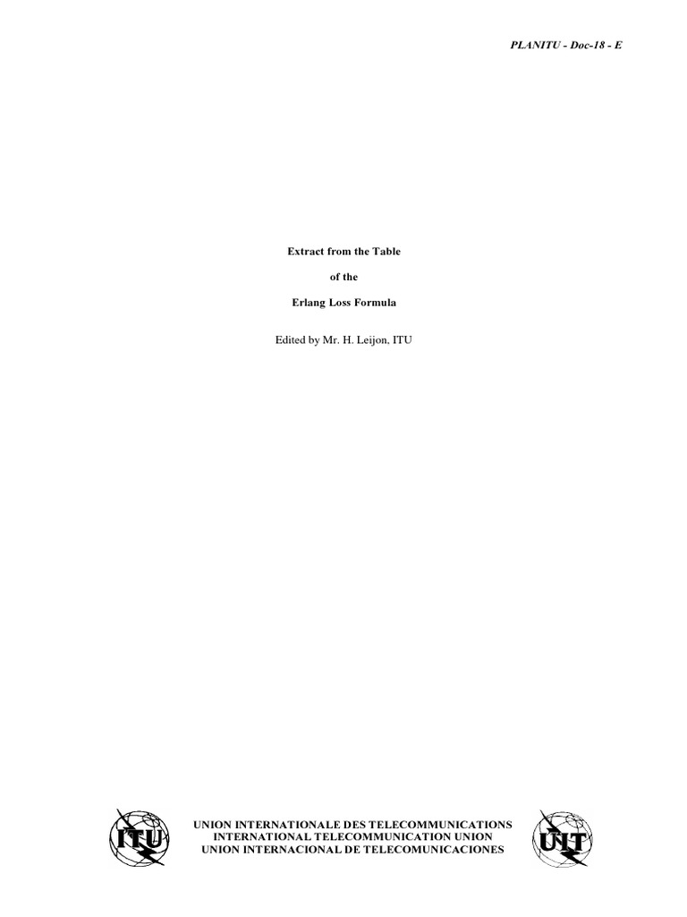 Tabel Erlang - ITU PDF | PDF | Formula | Accuracy And Precision