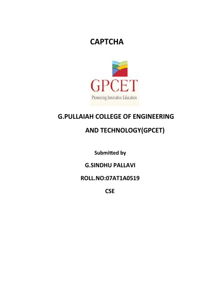 Captcha: G.Pullaiah College of Engineering and Technology (Gpcet) | PDF ...