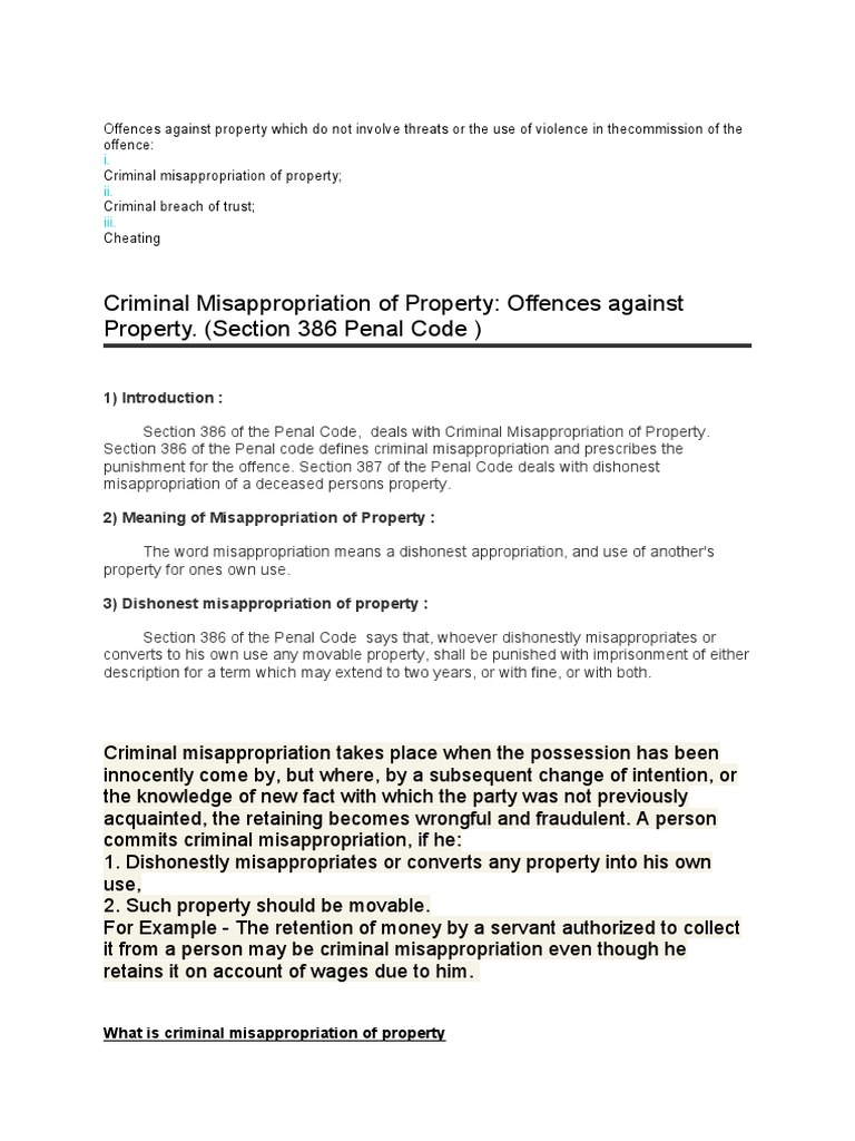 Understanding Criminal Misappropriation | PDF | Mens Rea | Theft