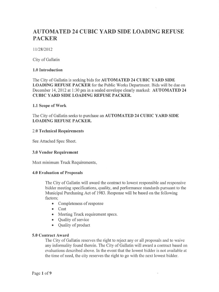 Automated Refuse Packer | PDF