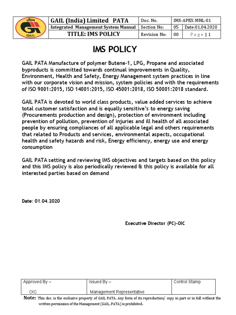 Ims Policy | PDF