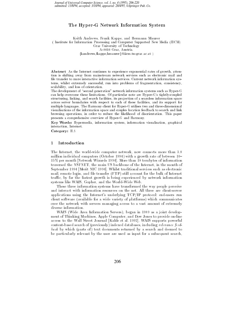 The Hyper-G Network Information System | PDF | Hyper V | Hyperlink