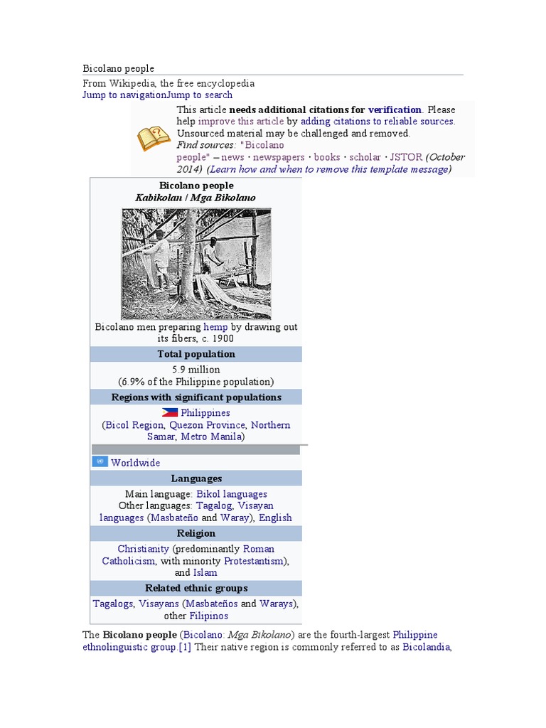 From Wikipedia, The Free Encyclopedia: Bicolano People | PDF