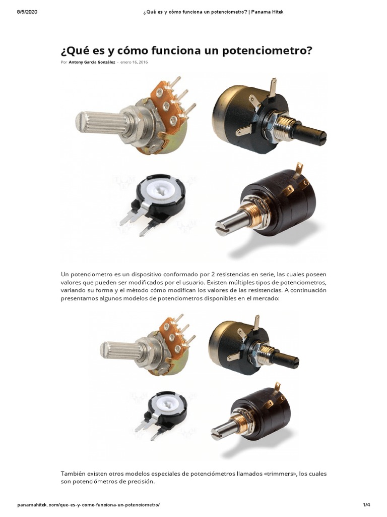 ¿Qué Es y Cómo Funciona Un Potenciometro - Panama Hitek | PDF ...