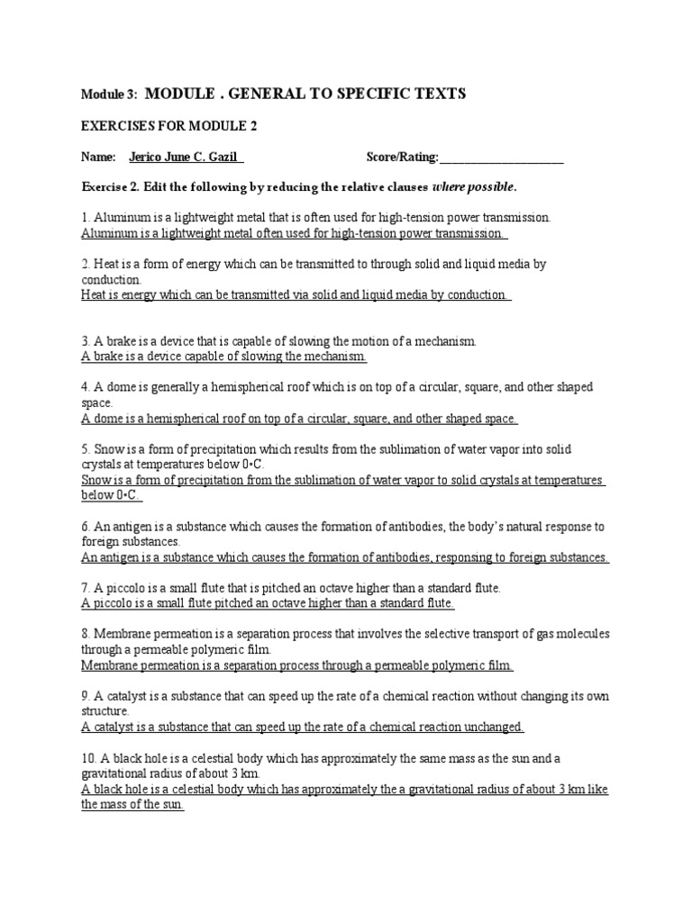 Gazil, Jerico June C. Module 3 With Answer | PDF | Solid | Water Vapor