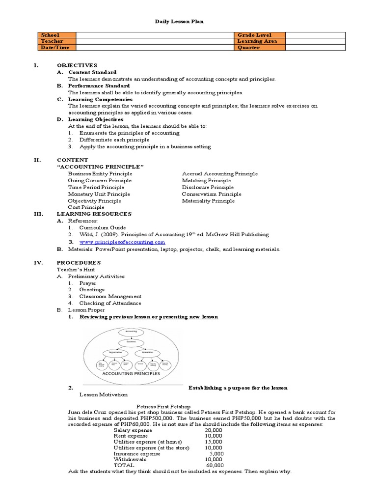 Lesson Plan in Accounting 1.1 | PDF | Equity (Finance) | Debits And Credits