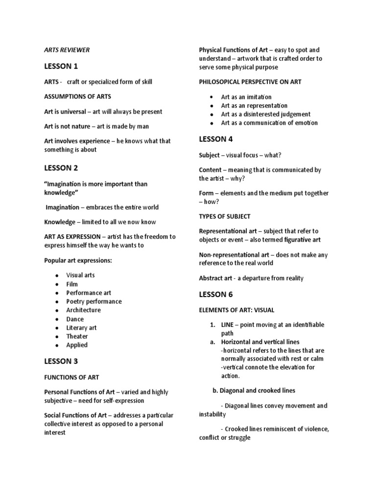 Arts Reviewer | PDF | Composition (Visual Arts) | Aesthetics