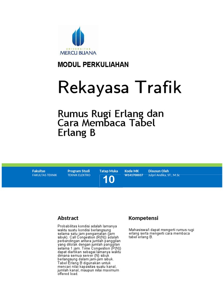 10 Rumus Rugi Erlang Dan Cara-Dikonversi | PDF