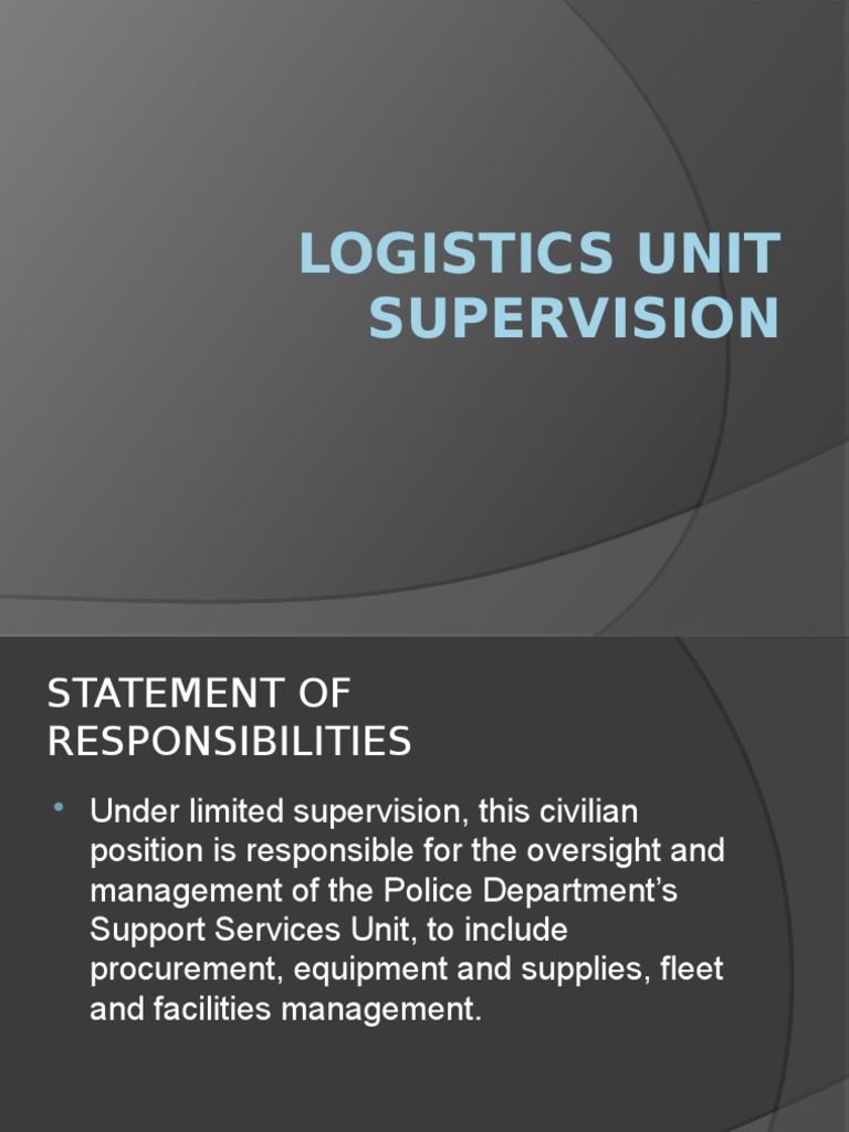 Logistics Unit Supervision | PDF | Inventory | Business