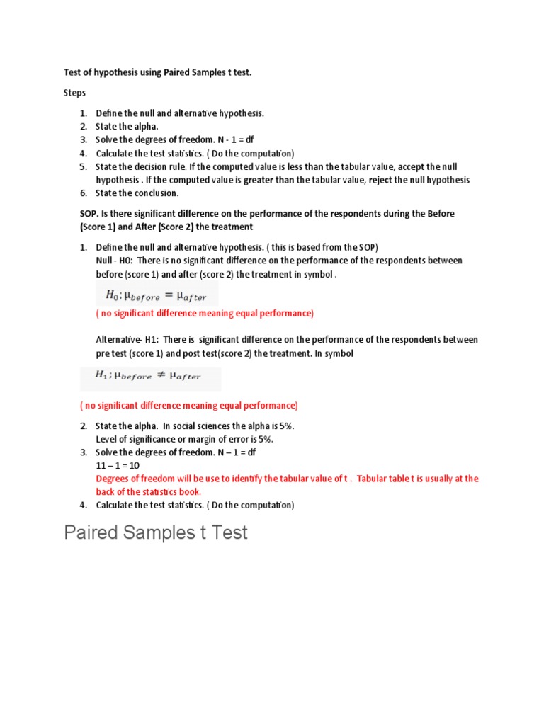 Paired Samples T Test by Hand | PDF | Statistical Hypothesis Testing ...