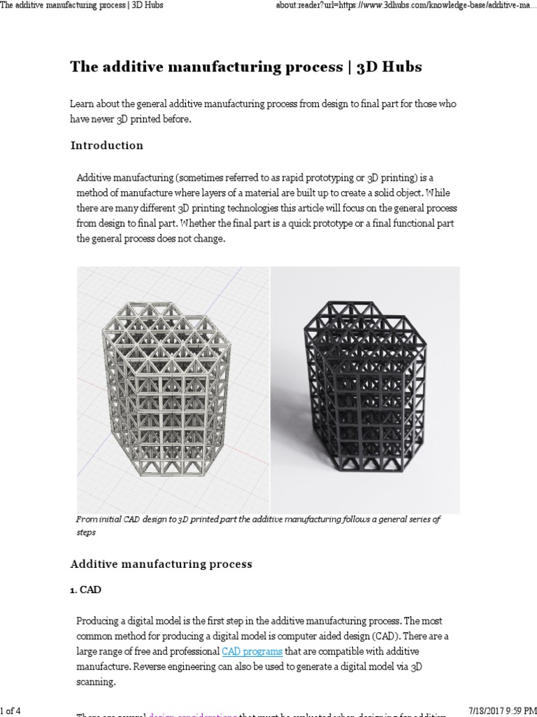 The Additive Manufacturing Process - 3D Hubs | PDF | 3 D Printing | 3 D ...