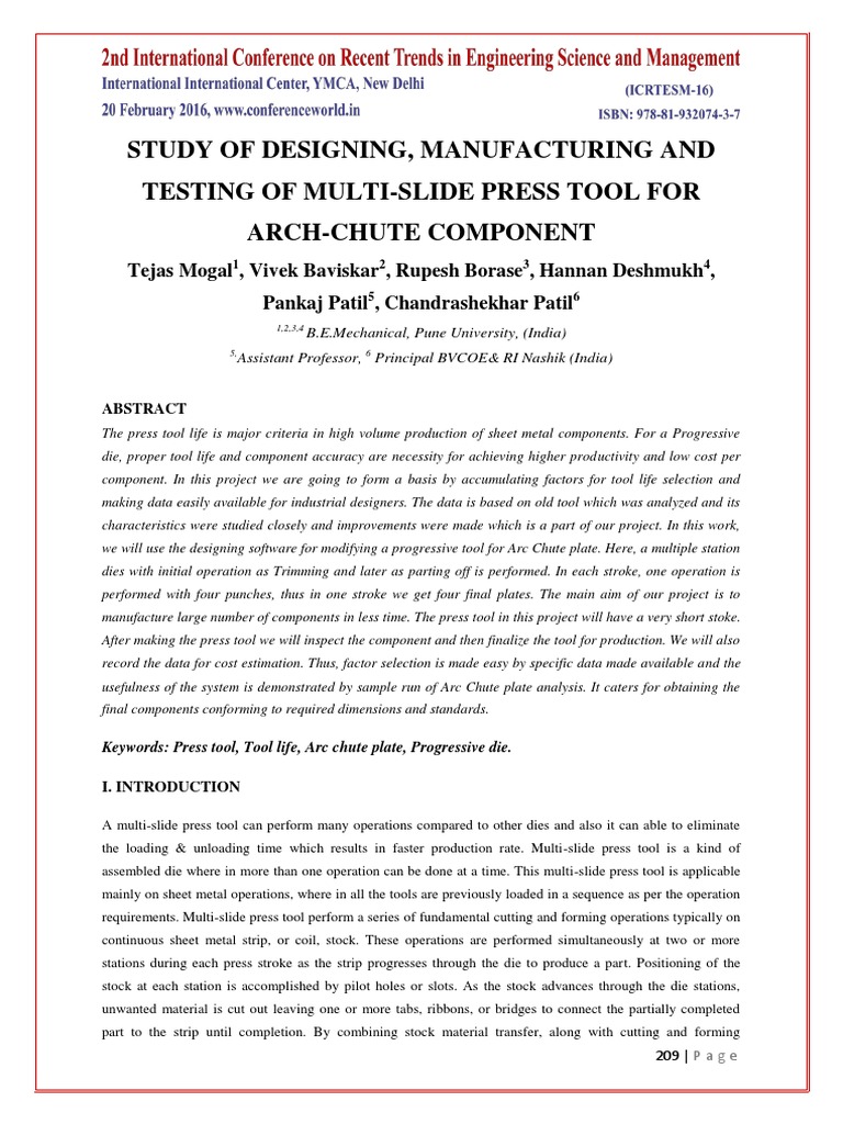 Study of Designing, Manufacturing and Testing of Multi-Slide Press Tool ...