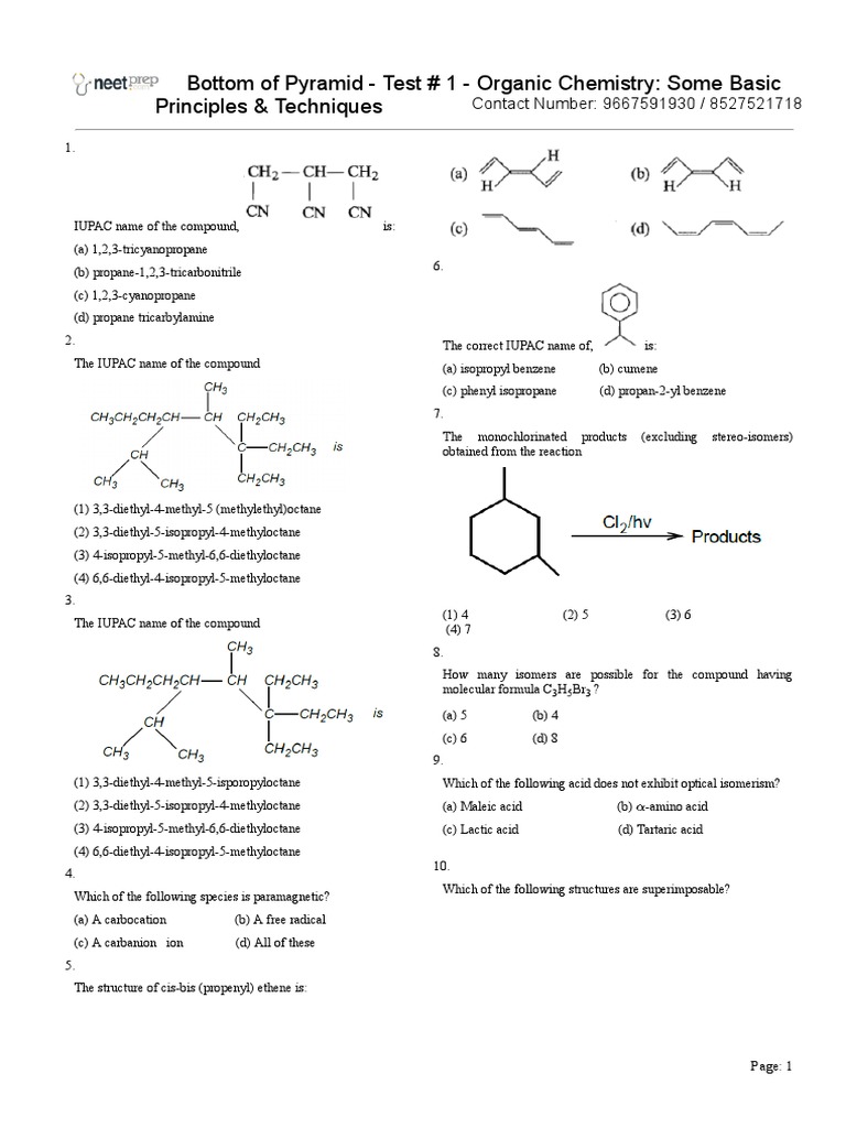 Bottom of Pyramid - Test # 1 - Organic Chemistry: Some Basic Principles ...