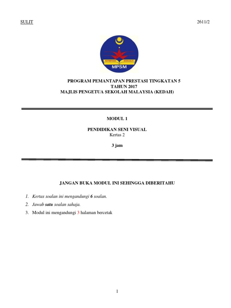 Modul 1 Kertas 2 PSV | PDF