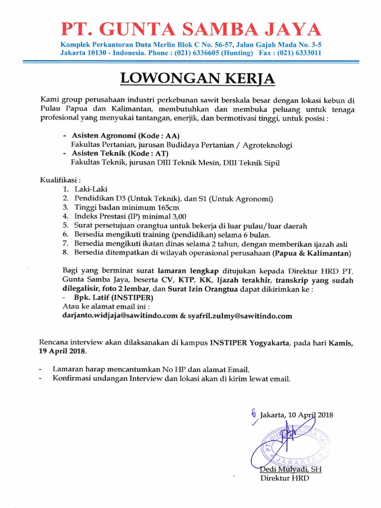 PT Gunta Samba Jaya 2018. April | PDF