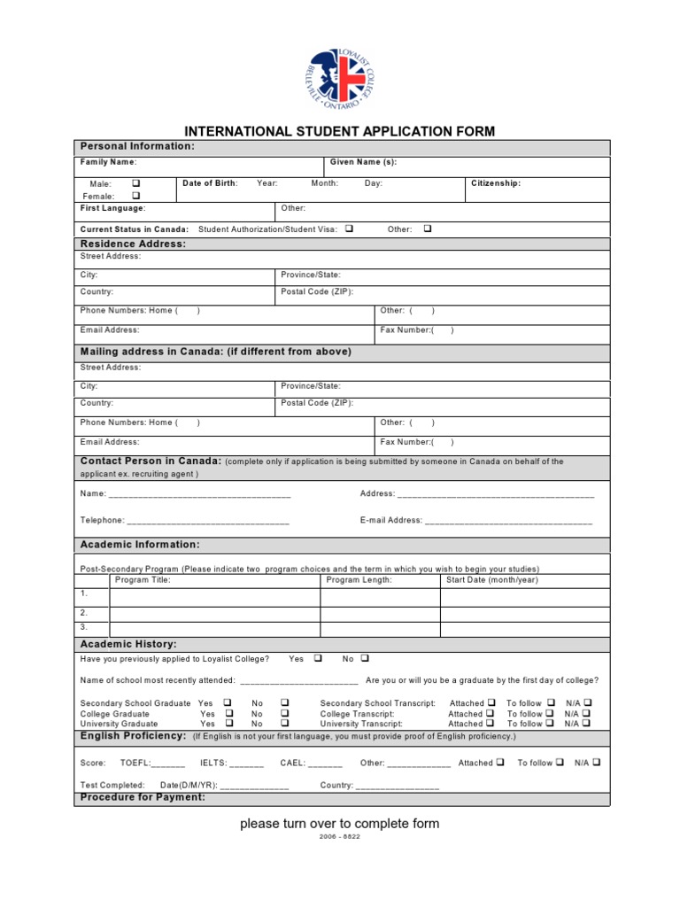 International Student Application Form | PDF | Business | Finance & Money Management