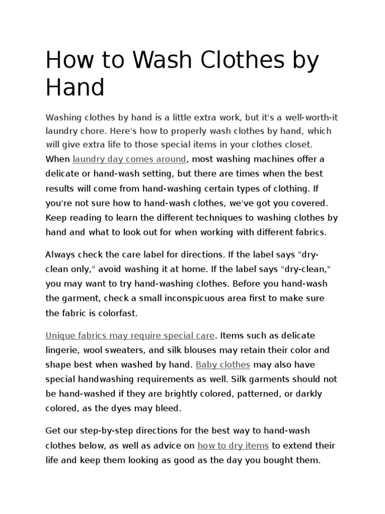 How To Wash Clothes by Hand | PDF | Clothing | Consumer Goods