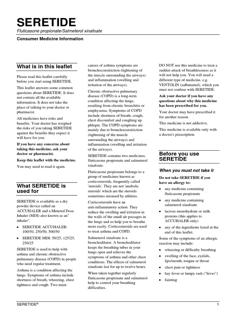 Seretide: What Is in This Leaflet | PDF | Chronic Obstructive Pulmonary ...