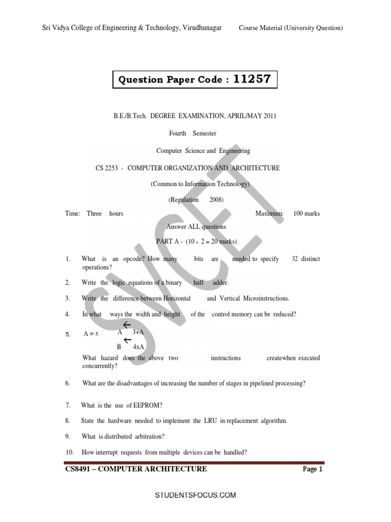 Question Paper Code:: Sri Vidya College of Engineering & Technology ...