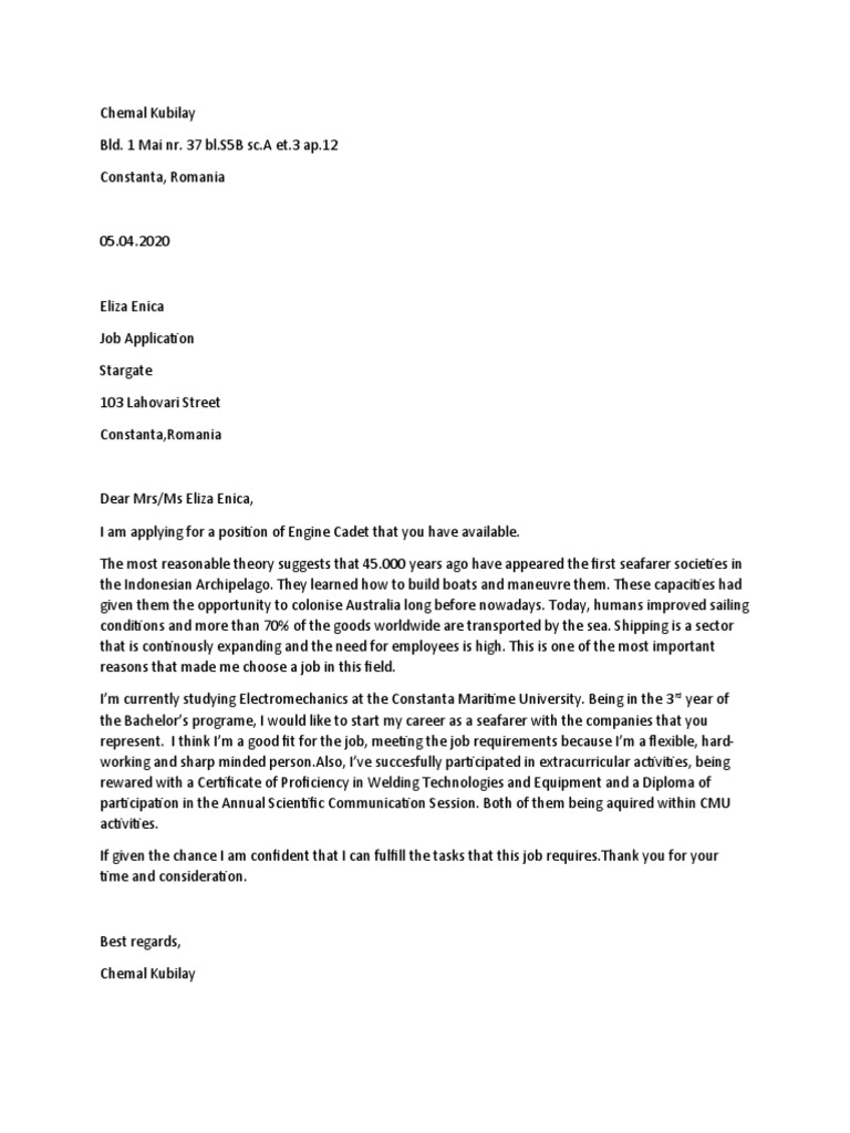 Intention Letter | PDF | Travel | Science & Mathematics