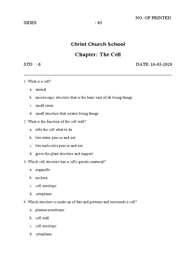 Biology Notes Class 6 | PDF | Cytoplasm | Cell (Biology)
