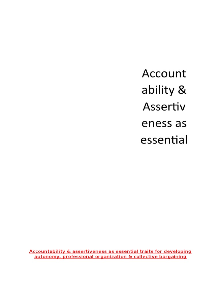 Accountability and Assertiveness Adv Nursing | PDF | Autonomy | Collective Bargaining