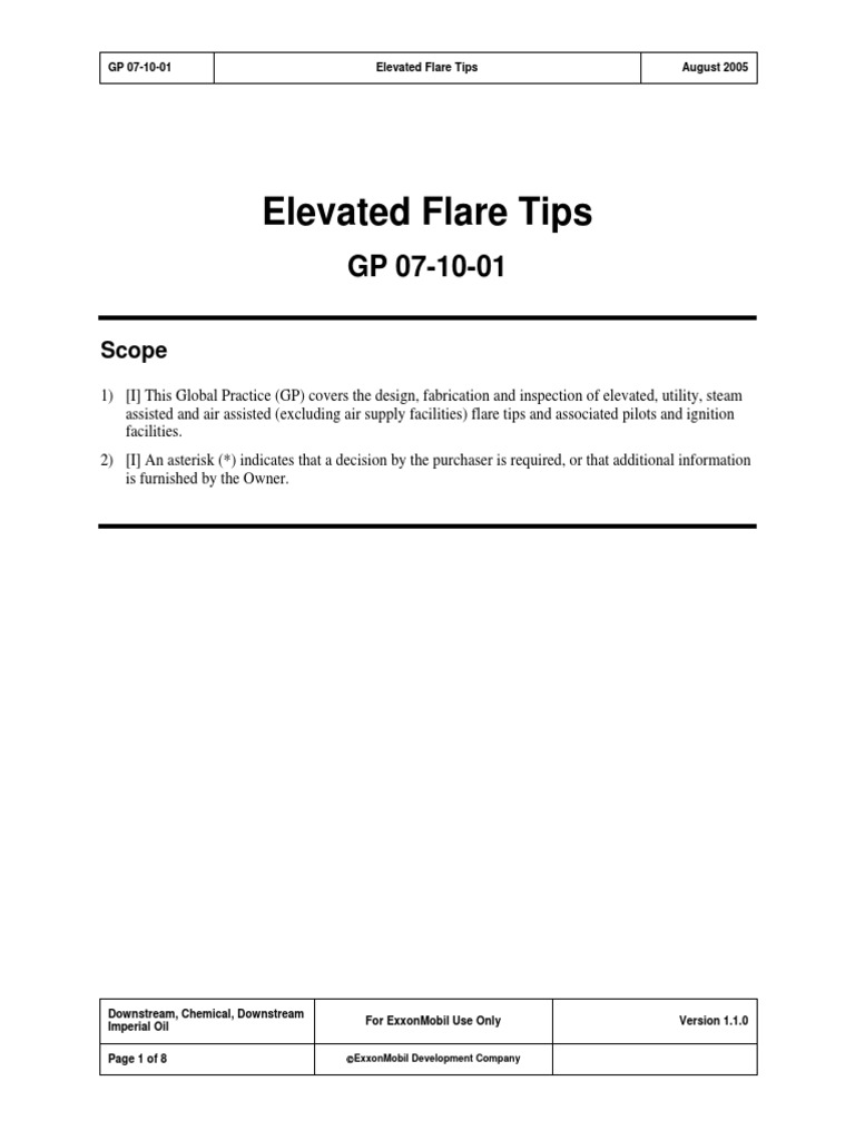 Elevated Flare Tips: Scope | PDF | Pipe (Fluid Conveyance) | Thermocouple