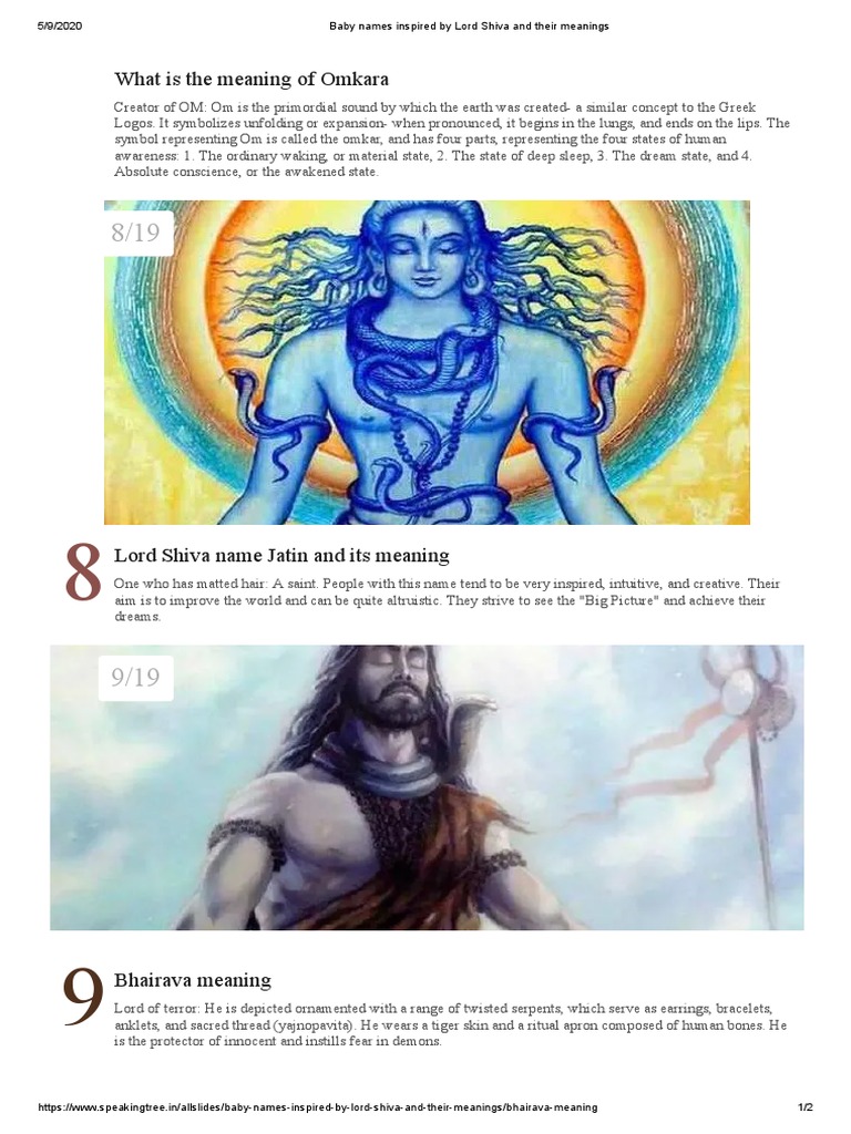 Shiva-Inspired Baby Names and Meanings | PDF