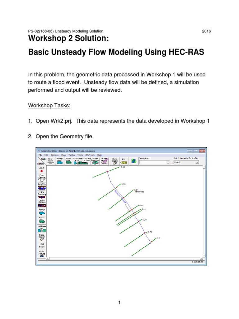Workshop 2 Solution: Basic Unsteady Flow Modeling Using HEC-RAS | PDF ...