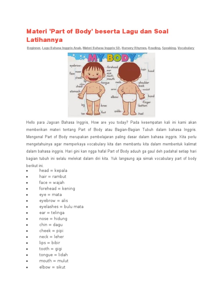 Materi 'Part of Body' | PDF