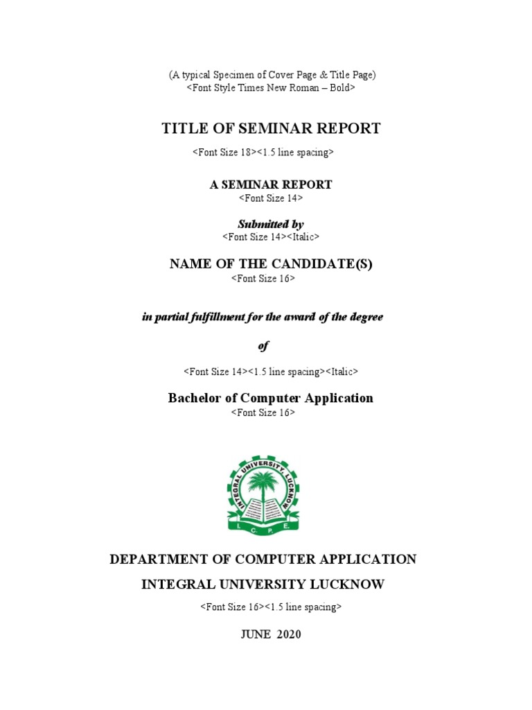 Seminar Report Format Guide | PDF | Bookbinding