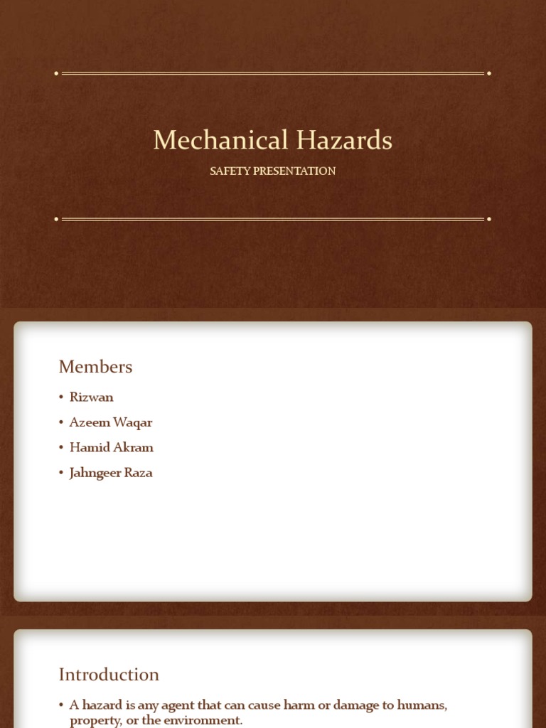 Mechanical Hazards: Safety Presentation | PDF | Machines | Fracture