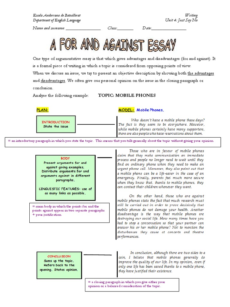For and Against Essay Structure Guide | PDF | Essays | Opinion