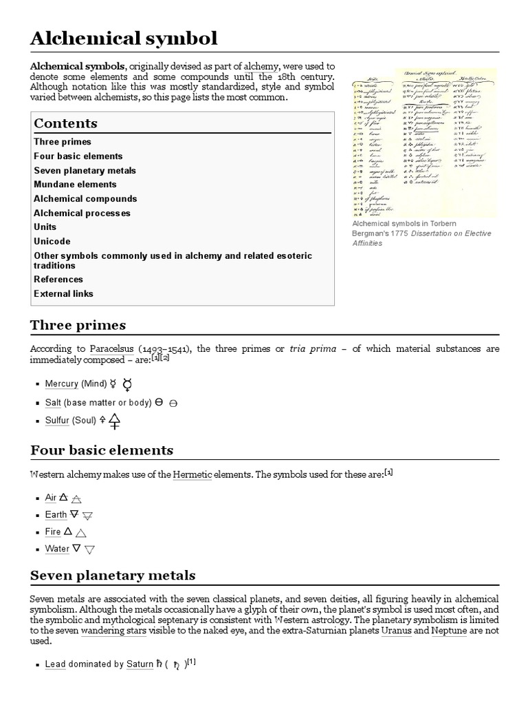Alchemical Symbol - Wikipedia PDF | PDF | Alchemy | Physical Sciences