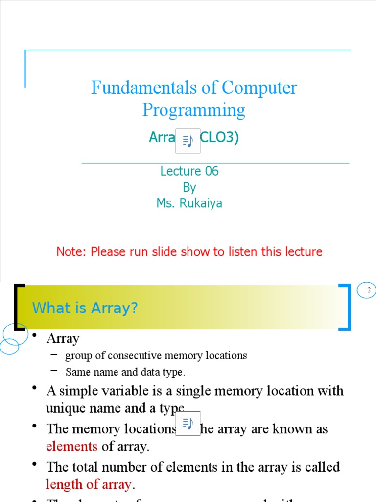 Fundamentals of Computer Programming: Understanding Arrays | PDF | Array Data Structure ...