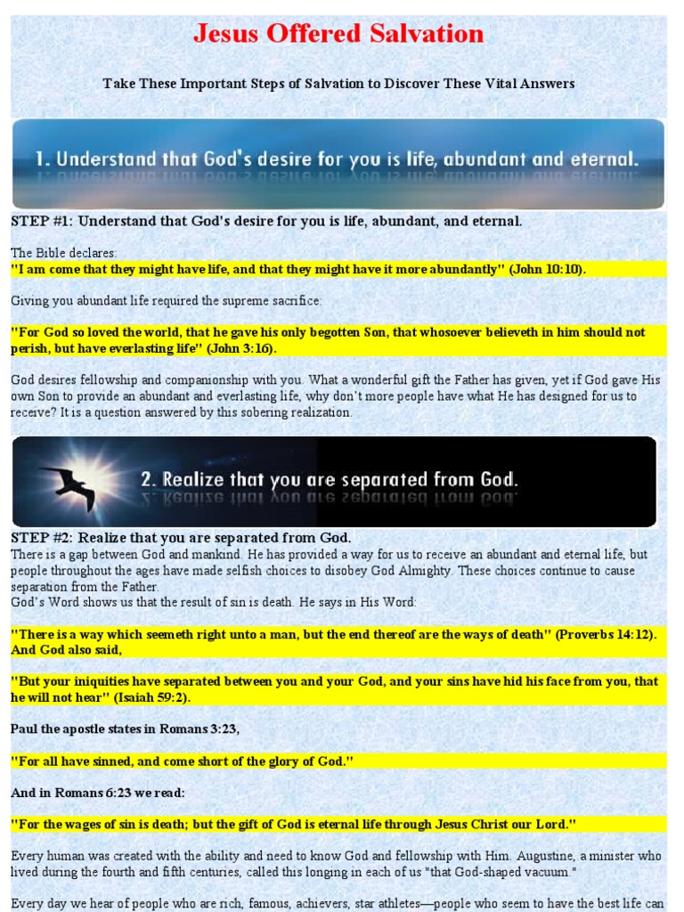 Steps to Accept Jesus' Salvation | PDF | Eternal Life (Christianity ...