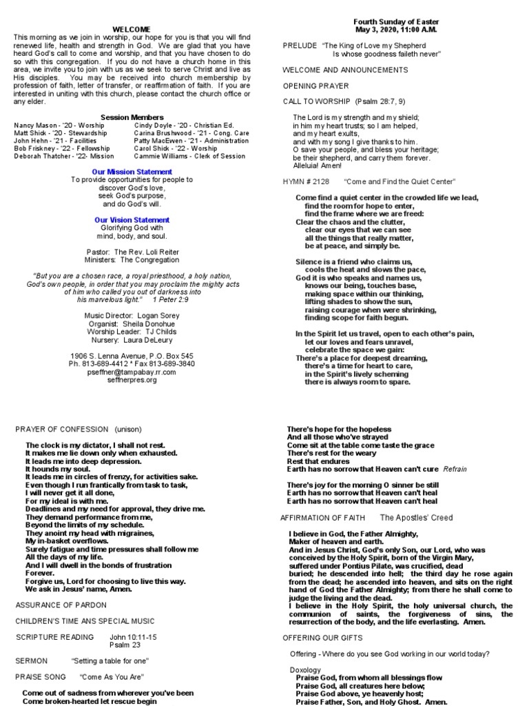 Welcome Fourth Sunday of Easter May 3, 2020, 11:00 A.M.: Our Mission ...