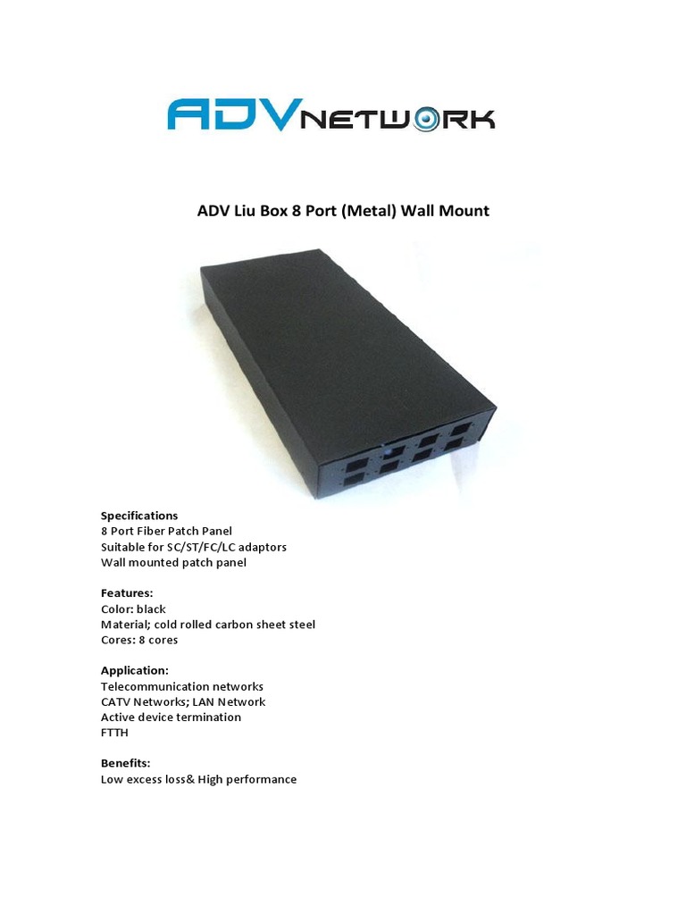 ADV Liu Box 8 Port (Metal) Wall Mount: Specifications | PDF