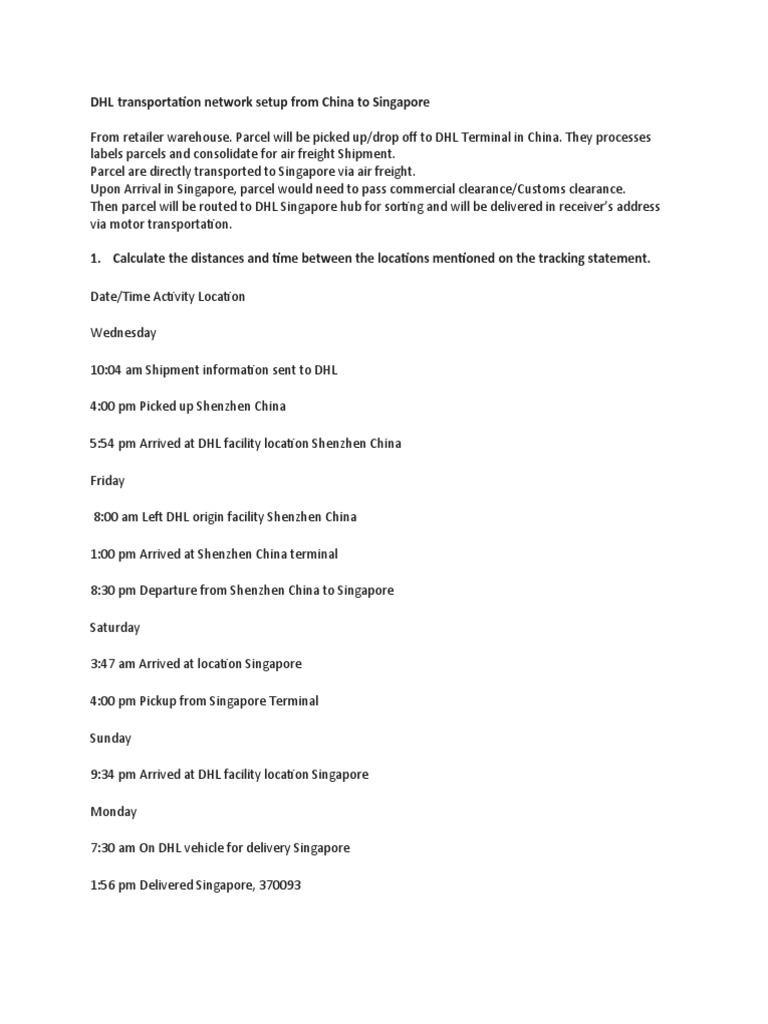 DHL Transportation Network Setup From China To Singapore | PDF ...