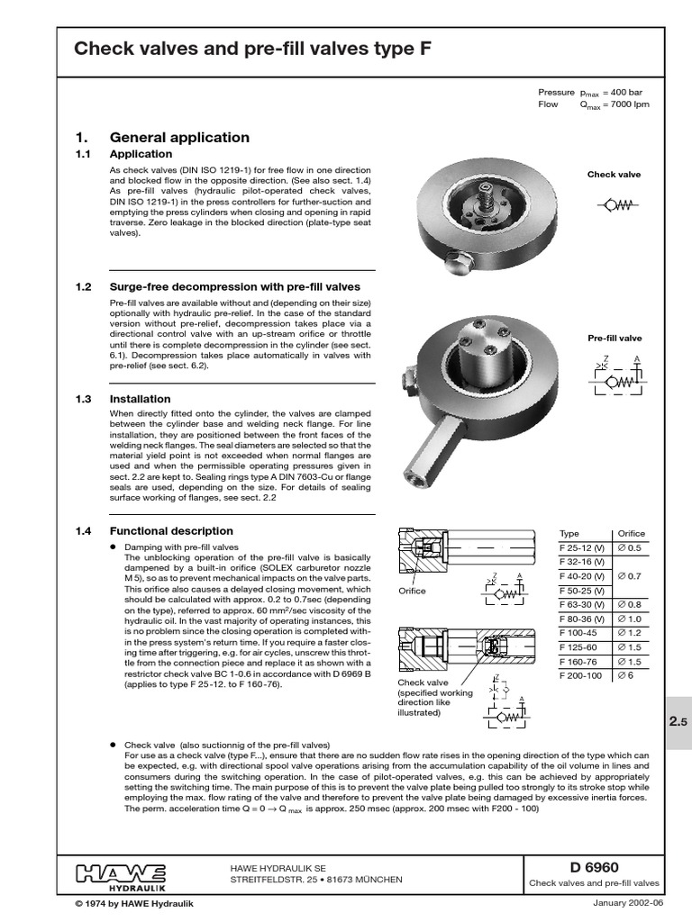 Hydraulic Pre-fill and Check Valves | PDF | Pipe (Fluid Conveyance) | Valve