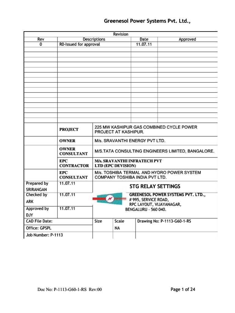 Sravanthi Relay Setting Chart | PDF | Electrical Impedance | Transformer