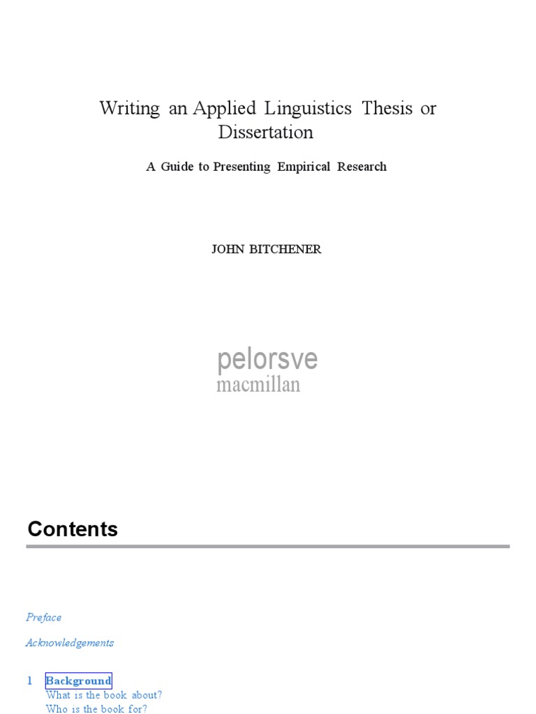 (John Bitchener) Writing An Applied Linguistics Thesis or Dissertation: A Guide To Presenting ...