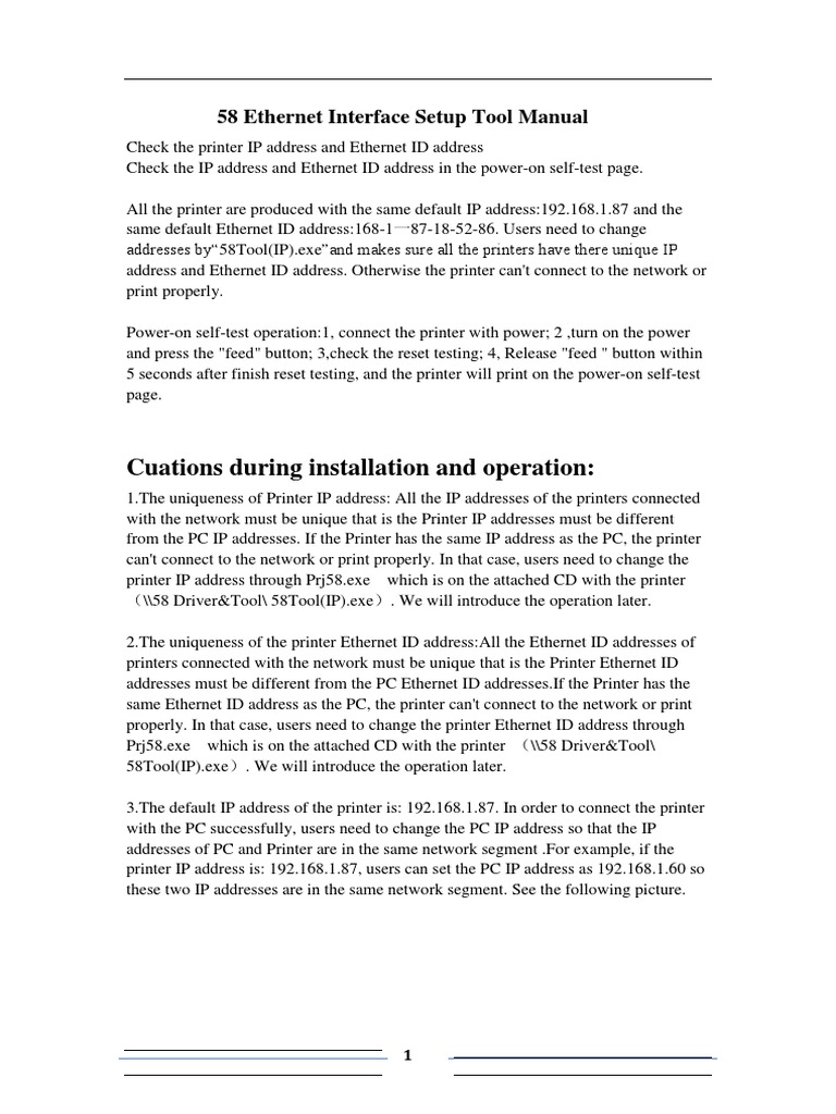 58 Ethernet Interface Setting Tool Manual PDF | PDF | Ip Address | Computer Network