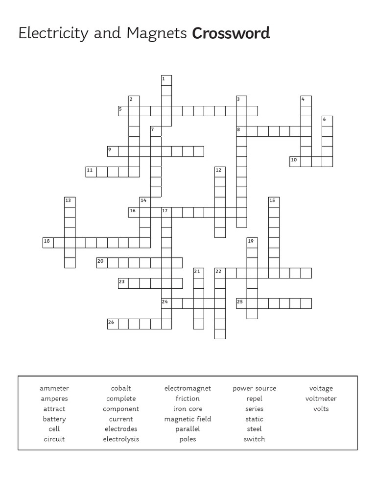 Crossword Puzzle QnA Magnetism and Electricity | PDF | Electric Charge ...